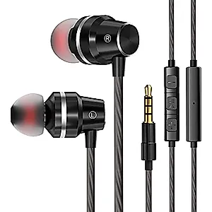 Earphones Wired with Microphone, Metal in-Ear Earbuds with Volume Control, High Bass Stereo Sound Headphones Headsets, Noise Isolation Ear Buds for Smartphone Tablet MP3 Samsung 3.5mm Audio Devices