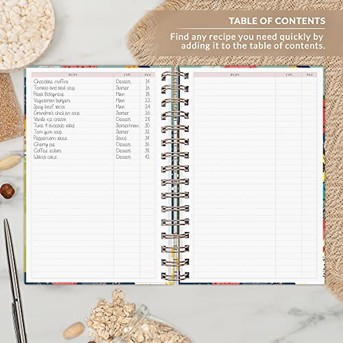 PLANBERRY Recipe Book – Blank Hardcover Cookbook to Write In Your Own Recipes – Empty Cook Book Journal to Fill In – Blank Family Recipe Notebook – 60 Recipes, 6.3”x8.4” (Fresh Multifruit)