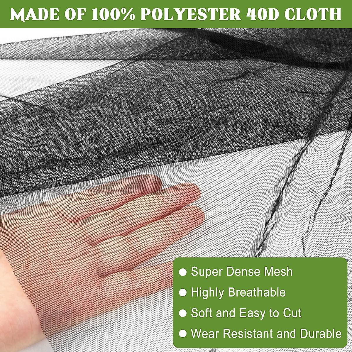 Unves Mosquito Netting, 39 x 10 Ft Mosquito Net for Patio Insect Bird Netting for Garden Protection, Garden Mesh Netting Protect Vegetables Fruits from Birds Bugs