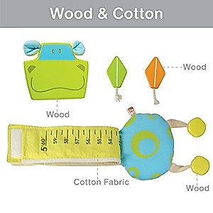 I'm Wood and Fabric Wall Growth Chart, Height Measurement, Scale, Ruler for Kids (Hippo)