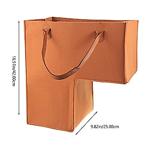 STOBAZA Stair Basket with Handles Felt Staircase Storage Baskets Laundry Baskets for Carpeted and Wooden Stairs Stair Storage Organizer Brown