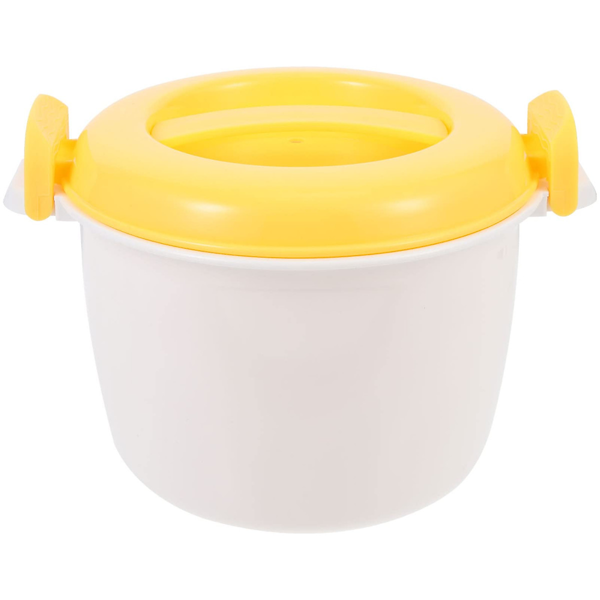 BESTonZON Microwave Rice Cooker Steamer Bowl for Vegetables with Steam Release Vent Microwaveable Cookware for Rice and Vegetables Yellow L