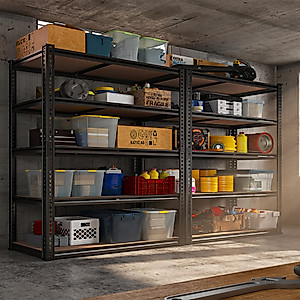 REIBII 72''H Garage Shelving 2500LBS Storage Shelves Heavy Duty Shelving 5 Tier Metal Shelves for Garage Shelves Adjustable Shelving Units and Storage for Closet Pantry Shelf, 72" H x 40" W x 19.7" D