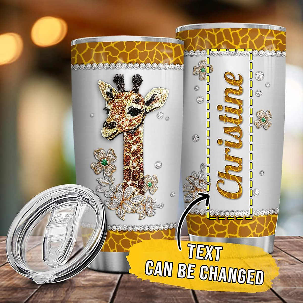 Wassmin Giraffe Tumbler Personalized Giraffes Tumblers Jewelry Drawing Style Stainless Steel Insulated 20oz 30oz Travel Cup Birthday Christmas Gifts For for Animal Lovers Women Girls