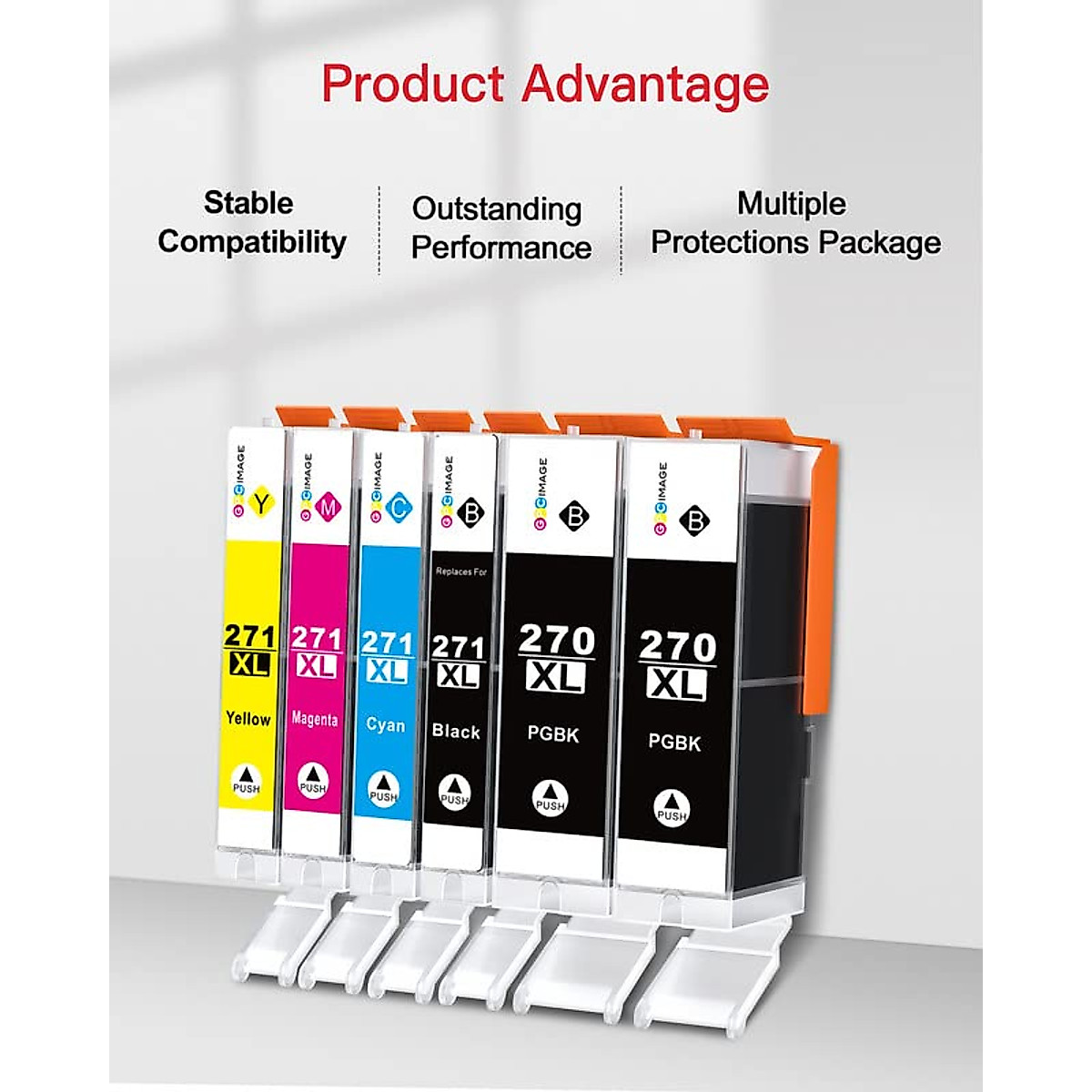 GPC Image Compatible PGI-270XL CLI-271XL Replacement for Canon Ink Cartridges 270 and 271 Combo Ink to use with PIXMA MG7720 TS9020 TS6020 MG6821 Tray(PGBK Black Cyan Magenta Yellow, 12 Pack)