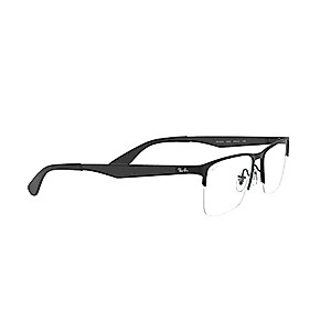 Ray-Ban RX6335 Rectangular Prescription Eyeglass Frames, Matte Black/Demo Lens, 56 mm