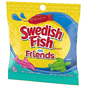 SWEDISH FISH and Friends Soft & Chewy Candy, 12-3.59 oz Bags