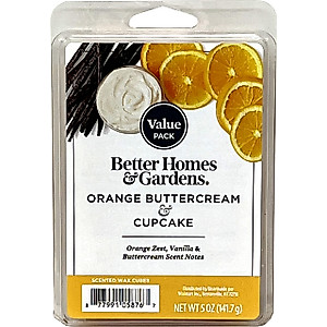 Better Homes and Gardens Scented Wax Cubes Orange Buttercream Cupcake, 5 OZ Package (12 Wax Cubes)