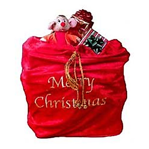 ARAD Large Velvet Embroidered Merry Christmas Santa Present Sack
