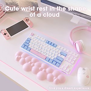 ATTACK SHARK Gaming Keyboard Wrist Rest Pad,Memory Foam Keyboard Palm Rest, Ergonomic Hand Rest,Wrist Rest for Computer Keyboard,Laptop,Mac,Lightweight for Easy Typing Pain Relief-Pink