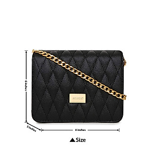 KLEIO Women's Quilted Vibrant Cross Body Sling Hand Bag For Medium Black