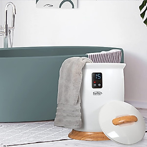 ForPro Luxury Towel Warmer, Extra Large Bucket-Style Hot Towel Warmer with Auto Shut Off, 4 Timer Settings for Home and Bathroom, White