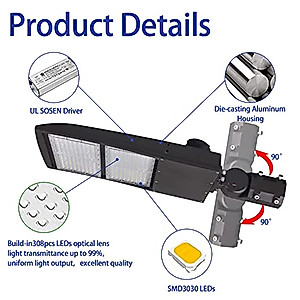 OSTEK 150W LED Parking Lot Light 21,000 LM (140lm/w) 4000K LED Pole Light Outdoor Area Street Lighting [600-700W HID/HPS Equiv.] Adjustable Direct Arm- Commercial Shoebox Light 100-277V,UL&DLC Listed