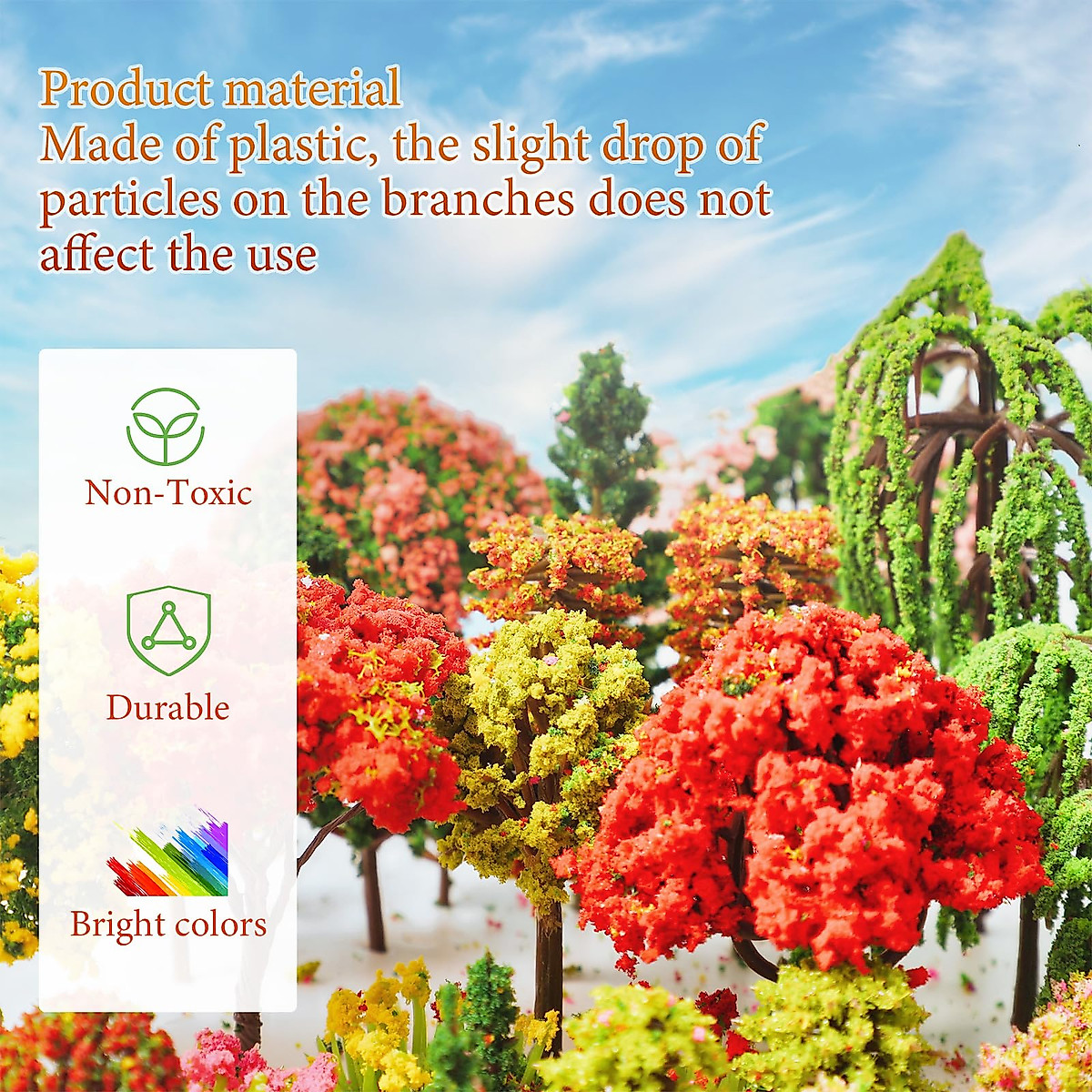 Libima 160 Pieces Mini Model Trees Bulk 1-5.1 Inch Mixed Model Tree Flower Train Scenery Architecture Trees Colourful Fake Trees for DIY Crafts Building Model Scenery Landscape