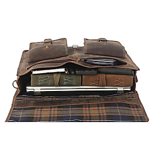 Leather briefcase 18 inch laptop messenger bag for men and women best satchel office bag