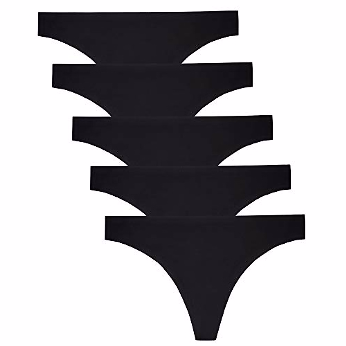 voenxe Seamless Thongs for Women No Show Thong Underwear Women 5-10 Pack (5 pack black, Small)