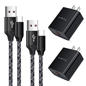 USB Type C Charger Fast Charge Dual USB Wall Plug Charging Blocks Android C Charger Cable Cord for Samsung Galaxy S23 S22 S21 Ultra Plus S20 FE S10 S9 Note 20 10 9 A10e A01 A11 A12 A21 A20 A31 A32 A42