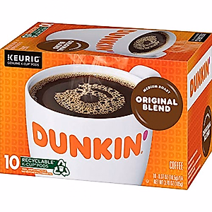 Dunkin' Original Blend Medium Roast Coffee, 10 Keurig K-Cup Pods