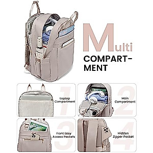 LOVEVOOK Laptop Backpack for Women 17 Inch Travel Backpack Purse, Work Business Computer Bag with USB Port, Large Capacity Waterproof Travel Bags Casual Daypacks, Light Dusty Pink