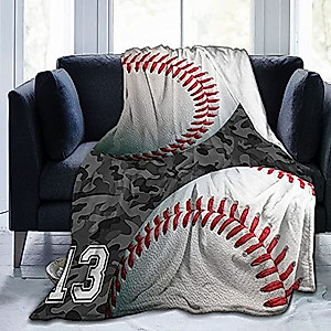Maylian Personalized Ball Games Baseball Pattern Warm Unique Gift - Coral Fleece Flannel Photo Blanket (13,customX-Large 80 X 60 INCH)