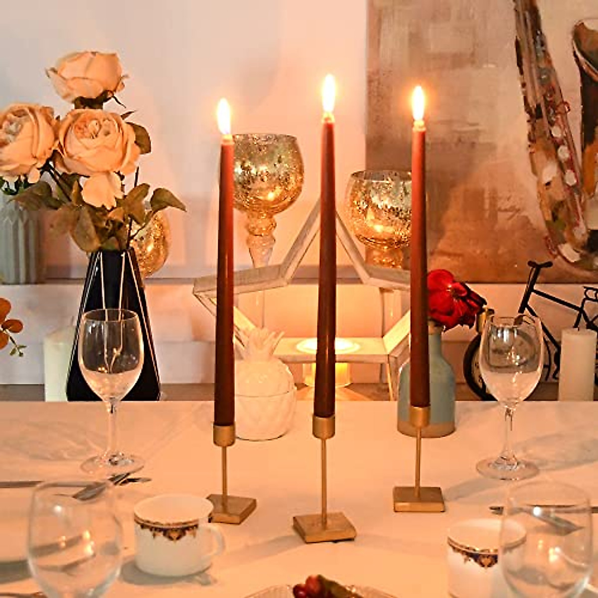 Zest Candle 12-Piece Taper Candles, 12-Inch, Brown