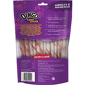 Dingo Twist Sticks Rawhide Chews, Made with Real Chicken, 50 Count and DreamBone Twist Sticks, Made with Real Chicken, Rawhide-Free Chews for Dogs, 50 Count