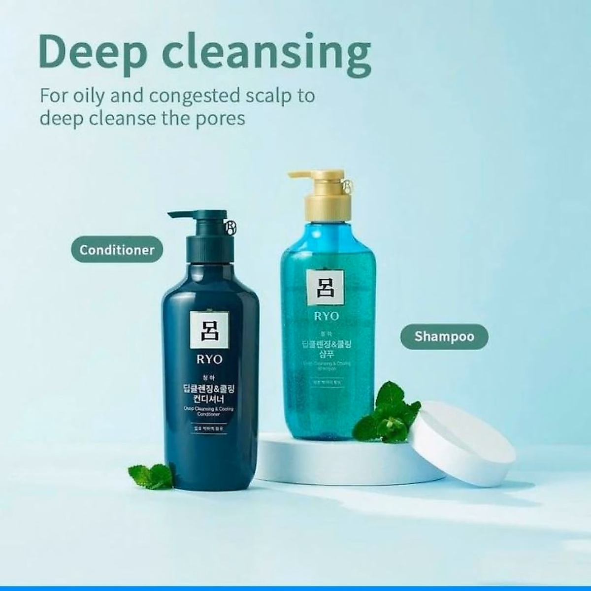 Ryo Scalp Deep Cleansing & Cooling Shampoo 500ml (16.9oz) Excess sebum care, Shampoo for smelly scalp, Fermented mint and other natural ingredients, Anti- Dandruff treatment