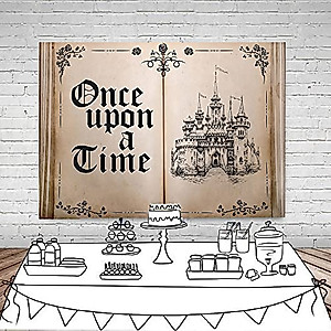 LYCGS 8X6FT Fairy Tale Books Backdrop Once Upon a Time Backdrop Ancient Castle Princess Romantic Photo Background Book Themed Party Background Wedding Birthday Party Decorations Banner X-43