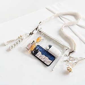 Mkono Clear Bag Stadium Approved, Small Purse for Women with Macrame Wristlet Transparent Concert Crossbody Bag for Sport Events Festival Concert Park