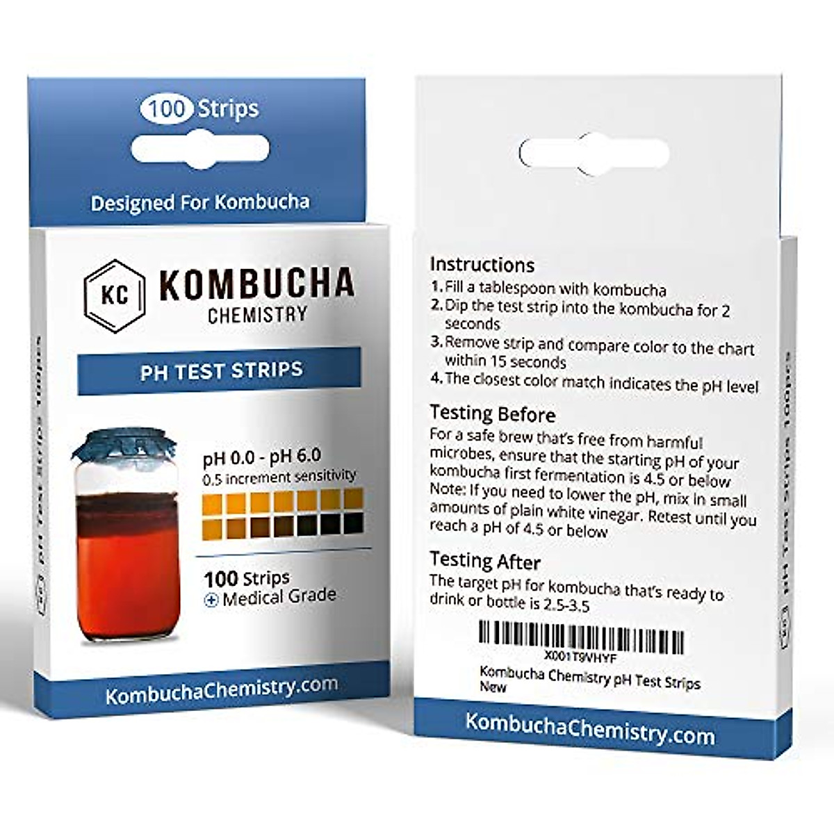 pH Test Strips for Kombucha Brewing 0-6 (0.5 Intervals) 100pc Kit