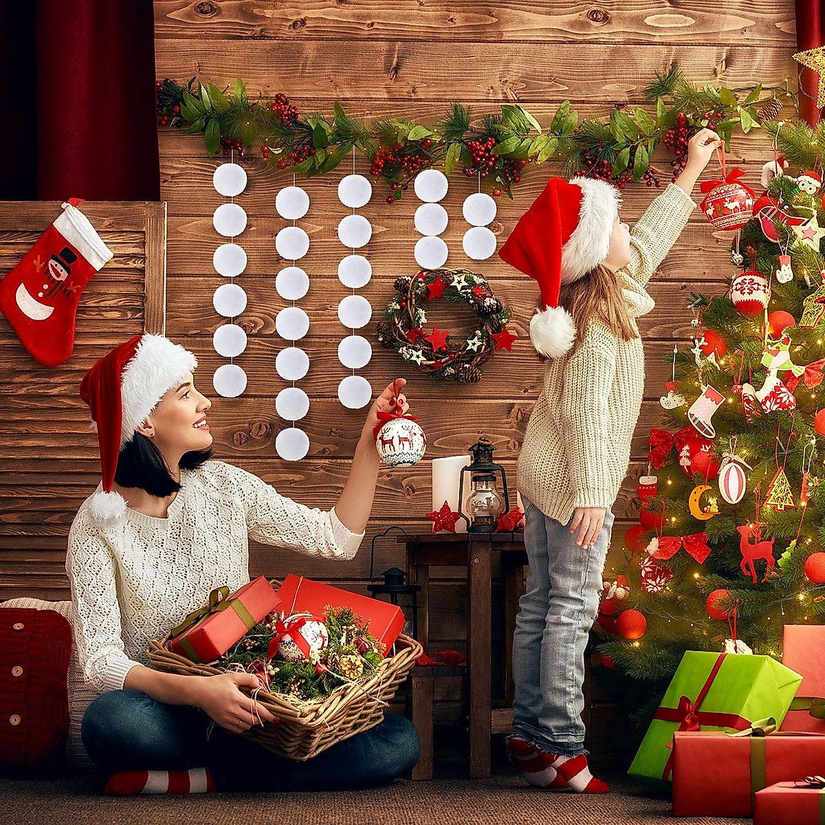 WILLBOND Christmas Large White Pom Poms for Crafts Giant Acrylic Pompoms Christmas Holiday Costume Pom Fluffy Pompom Ball Fuzzy Big White Pom Pom for DIY Supplies Party Decoration, 2 Inch(30 Pieces)