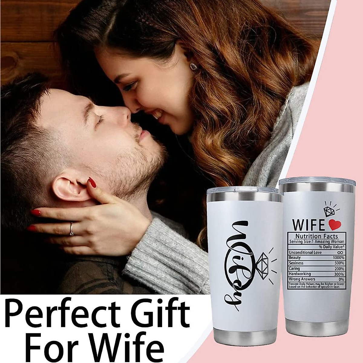 Znutrce Gifts for Wife from Husband, Wife Gifts - Valentines Day Gifts for Her - Anniversary, Birthday Gifts for Her - Wife Birthday Gift Ideas, Wifey Tumbler 20 Oz.