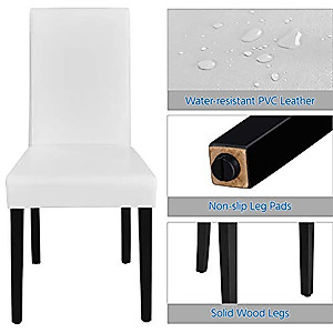 Yaheetech Dining Chair Set of 4 Faux Leather Parson Chair Modern Kitchen Living Room Side Chair Upholstered Padded Armless Chair with Solid Wood Legs, White