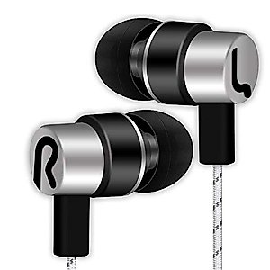 Heave 3.5mm Wired Headset with Microphone,Noise Isolating Earphones Deep Bass in Ear Headphones Compatible with Cell Phone Laptops Computers Silver