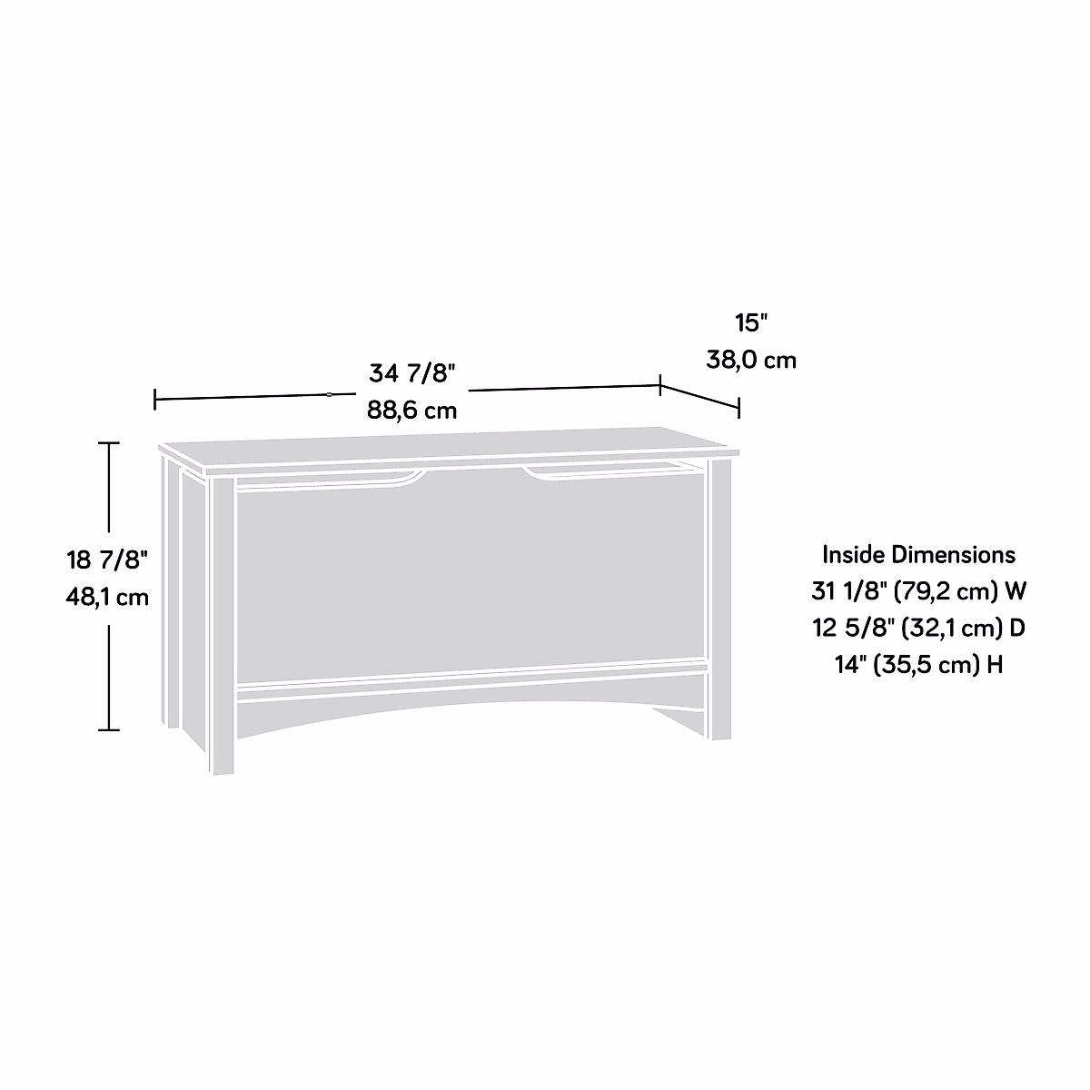 Sauder Shoal Creek Storage Chest, Oiled Oak finish