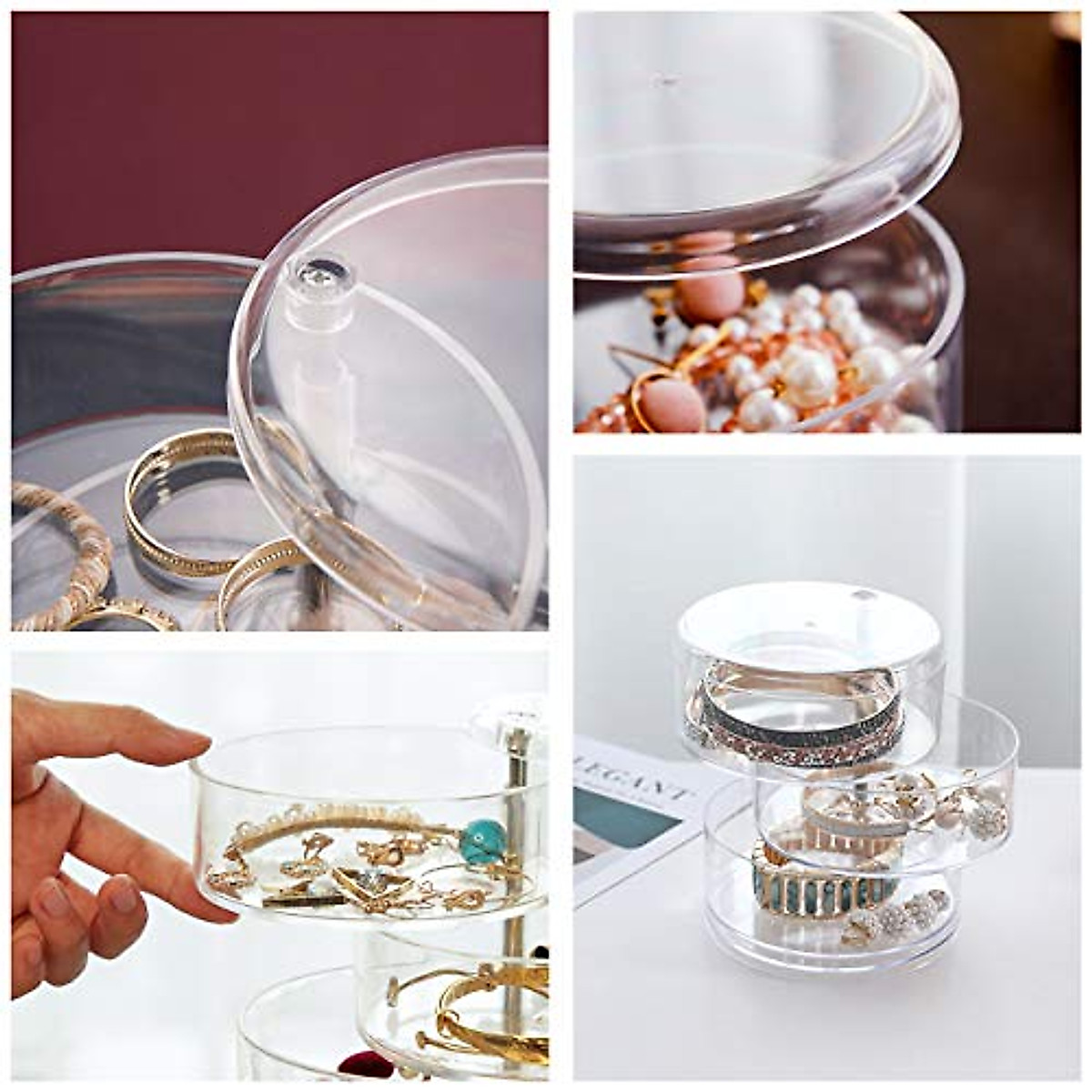 2 Pack Clear Hair Accessory Storage Containers Acrylic Hair Accessories Holder Organizer Hair Tie Container Jar Stackable Hair Clip Container Organizer Jewelry Hairband Holder Box Organizer with Lids