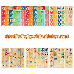 Joqutoys Wooden Building Blocks for Toddlers 1-3, Large Wood Baby Stacking Blocks Set for Kids, 30 PCS Alphabet Blocks with Toy Wagon, Educational Wooden Toys for Boys Girls Gifts 1.65"
