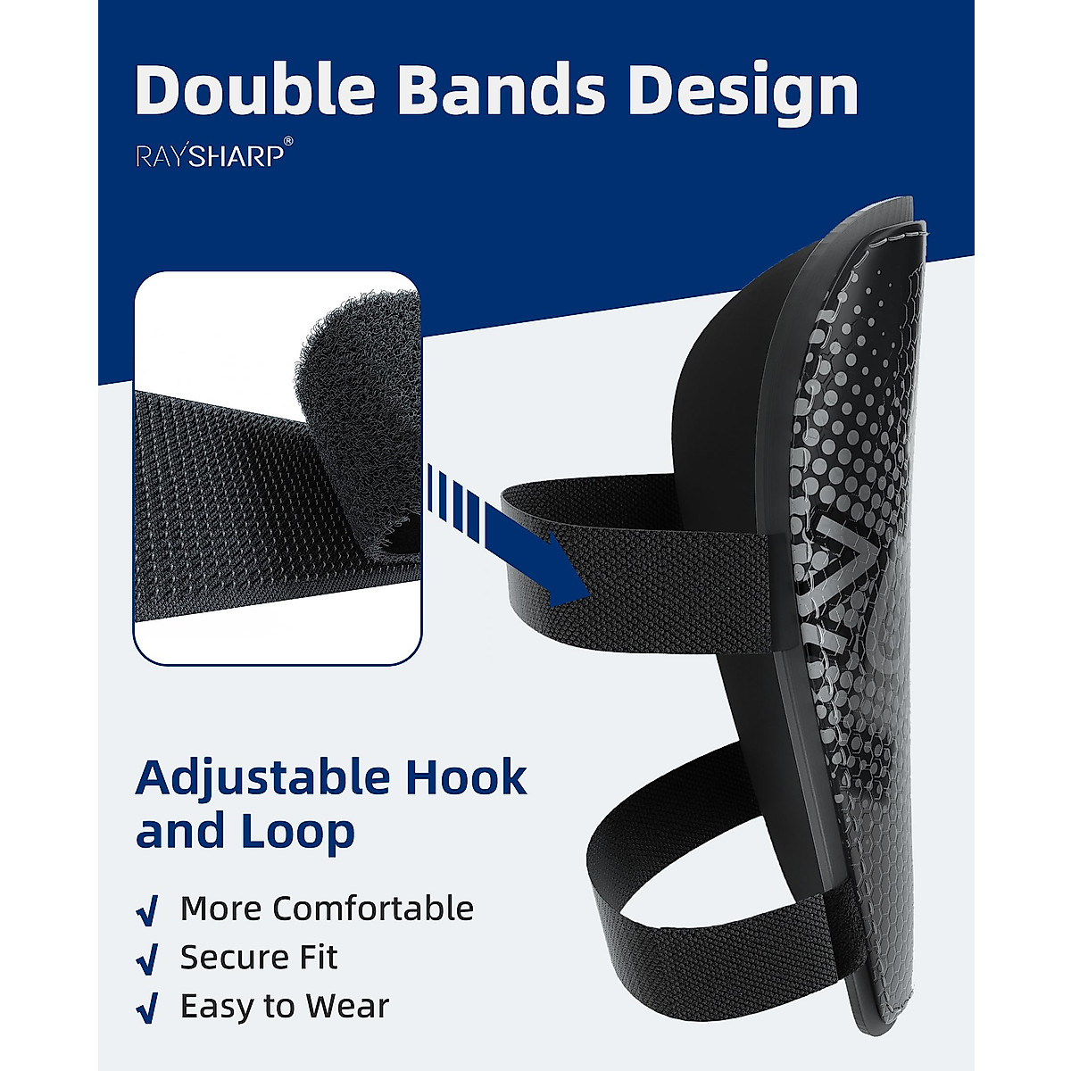 RAYSHARP Shin Guards Soccer Youth - Comfortable and Durable Toddler Kids Soccer Shin Guards with Adjustable Straps for Boys Girls Teenagers Adults Black S