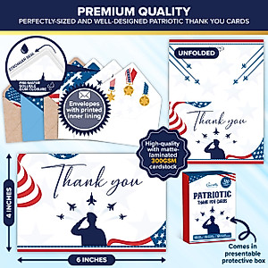 Decorably 120 Pack Veterans Day Cards with Envelopes & Stickers - 12 Designs Blank Inside Military Thank You Cards, 6x4in Patriotic Thank You Cards, Veteran Day Cards, Veteran Thank You Cards