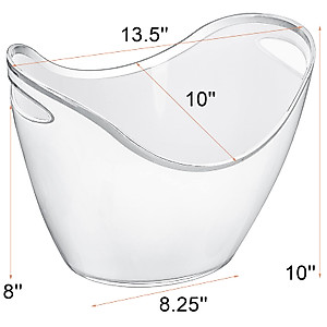 Yesland 8L Large Ice Buckets White Acrylic Drink Bucket Beverage Tub Wine Champagne Bucket - Storage Tub for Wine, Champagne or Beer Bottles Parties and Home Bar - Fit 4 Bottles