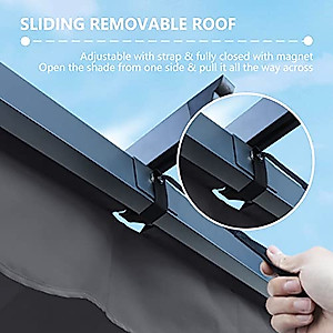 VEIKOU 10x10ft Pergola, Metal Pergola w/Thicker Post & Upgraded Retractable Pergola Canopy, Heavy-Duty Aluminum Pergolas and Gazebos Outdoor Shelter for Porch Yard, Gray