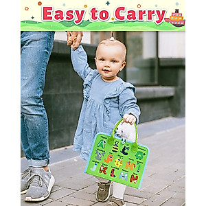 Exorany Busy Board, Montessori Toys Gifts for 1 2 3 4 Year Old Girls and Boys, Sensory Toys for Toddlers 1-3, Preschool Educational Toys Travel Activities, Learning Alphabet Animal Fine Motor Skills