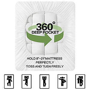 Premium Viscose Made from Bamboo Full Size Mattress Topper for Back Pain, 1200 GSM Quilted Fitted Extra Thick Mattress Pad,Pillow Top Mattress Cover with Deep Pocket Up to 21 Inches（54 * 75inch）