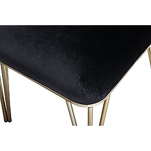 Iconic Home Callahan Dining Side Chair Button Tufted Velvet Upholstered Solid Gold Tone Metal Base Spindle Legs (Set of 2) Modern Contemporary, Black