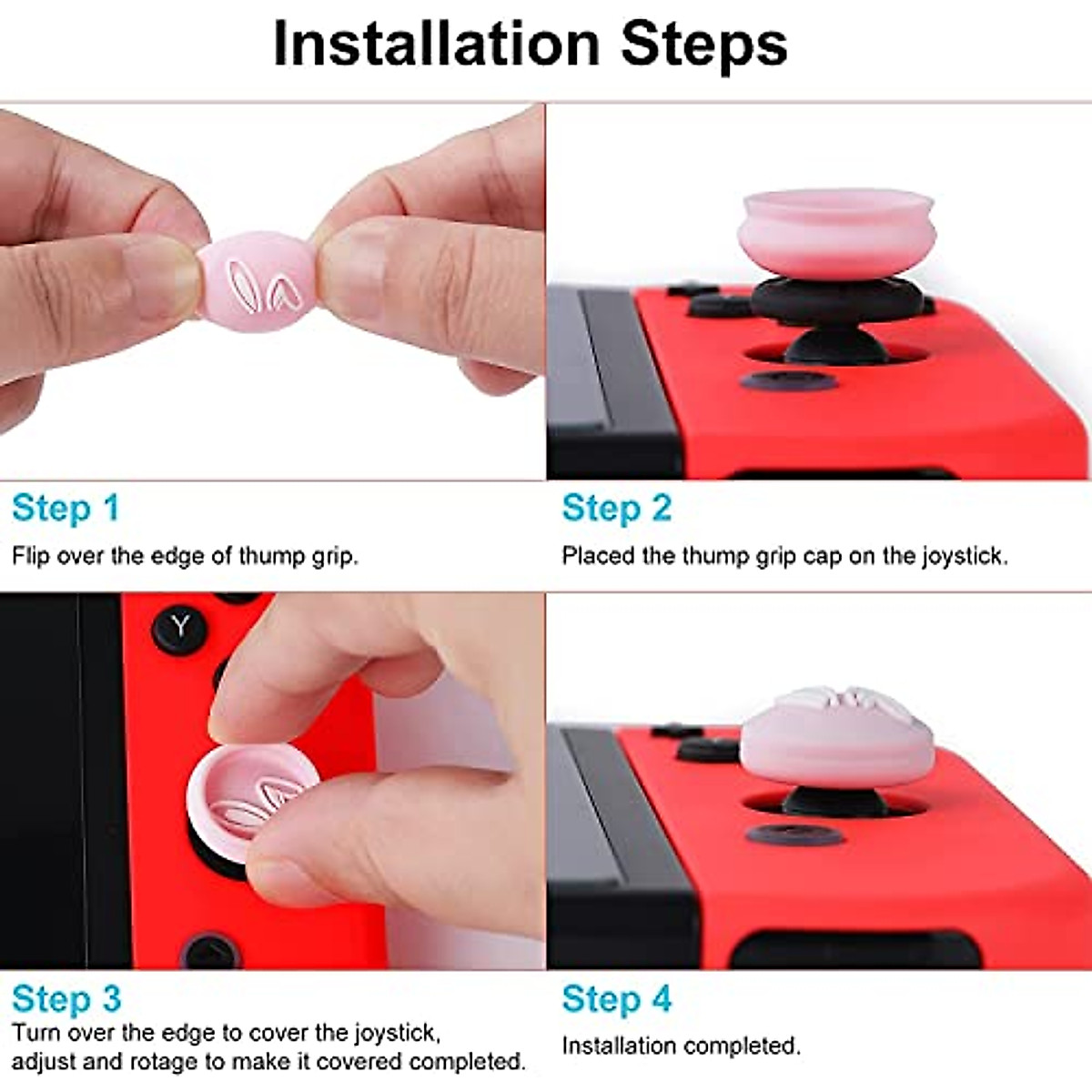 PERFECTSIGHT Cute Thumb Grips Cap Compatible with Nintendo Switch Joycon/OLED/Lite, Soft Silicon Joystick Caps, Kawaii Skin Button Stick Cover 3D Analog Kit for NS Controller, Mario Luigi Bros
