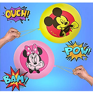 JA-RU Disney Micky & Minnie (12 Balls in 6 Packs) Punch Balls Balloons Fidget Ball Inflate & Punch Fidget Toy Inflatable Big Bounce Ball Stress Relief Punching Bag Toy for Kids. Ass-7807-6