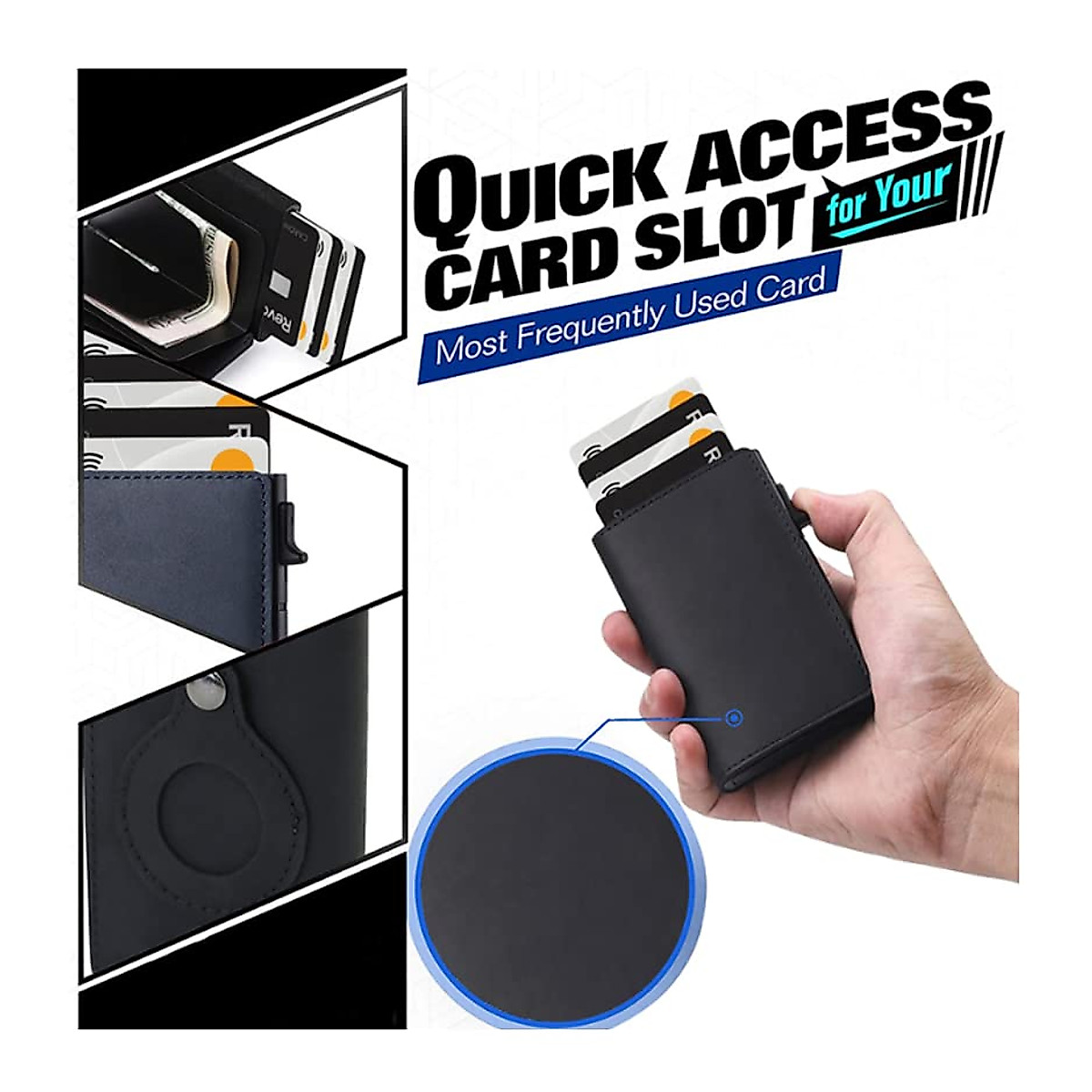 G2eComme AirTag Card Holder Minimalist Wallet – Ultra Slim Magnetic Genuine Leather GPS Tracker Credit Card Case Privacy & Security RFID Blocking Ideal Gift (Dark Brown)