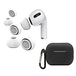 Airpod Pro Replacement Tips [6 Pairs] + Black Silicone Case for Airpods Pro 2nd Generation