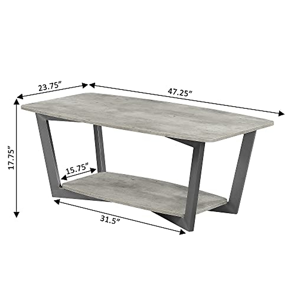 Convenience Concepts Graystone Coffee Table, Faux Birch / Slate Gray Frame