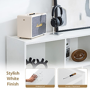 Tangkula 8-Cube Bookcase, Wood 3 Tier Open Storage Bookshelf, Modern Multipurpose Display Cabinet for Living Room, Study, Reading Nook, 48 x 12.5 x 36.5 Inch, White